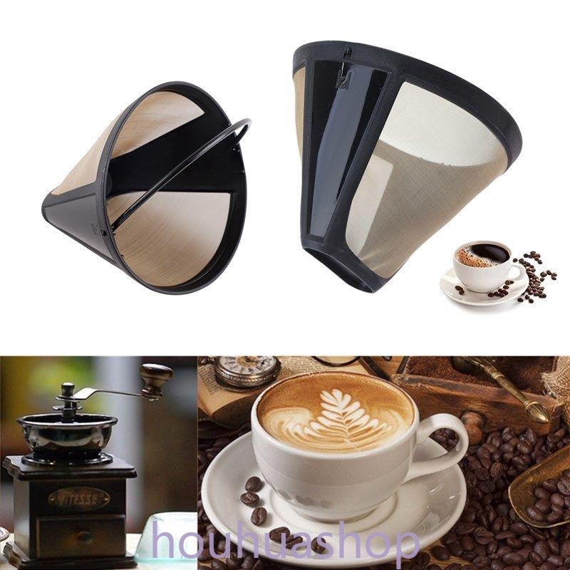 Stainless Steel Cone Shape Filter Paper Free Coffee Dripper Reusable ...