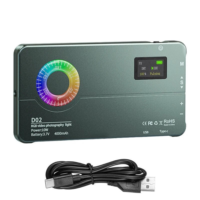 D02 Lampu Panel Kecil Warna Penuh 2500-9000K Fotografi LED Lampu Isian ...