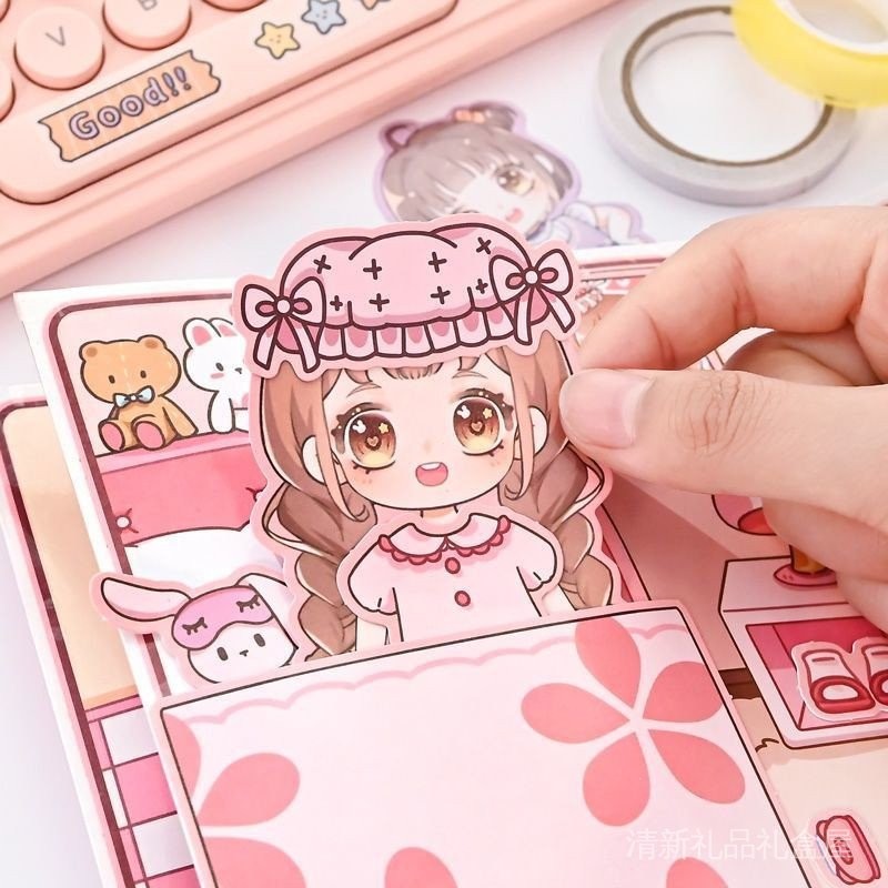 Manxia man quiet book no-cut squeeze fun paper doll house toy for girls ...