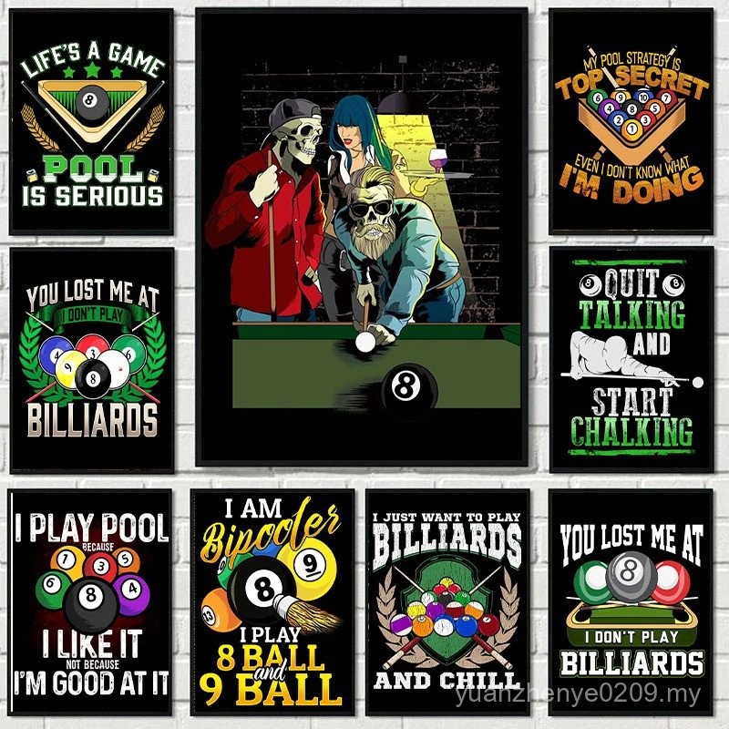 Billiards Funny Comic Posters and Pictures Skeleton Playing Canvas ...