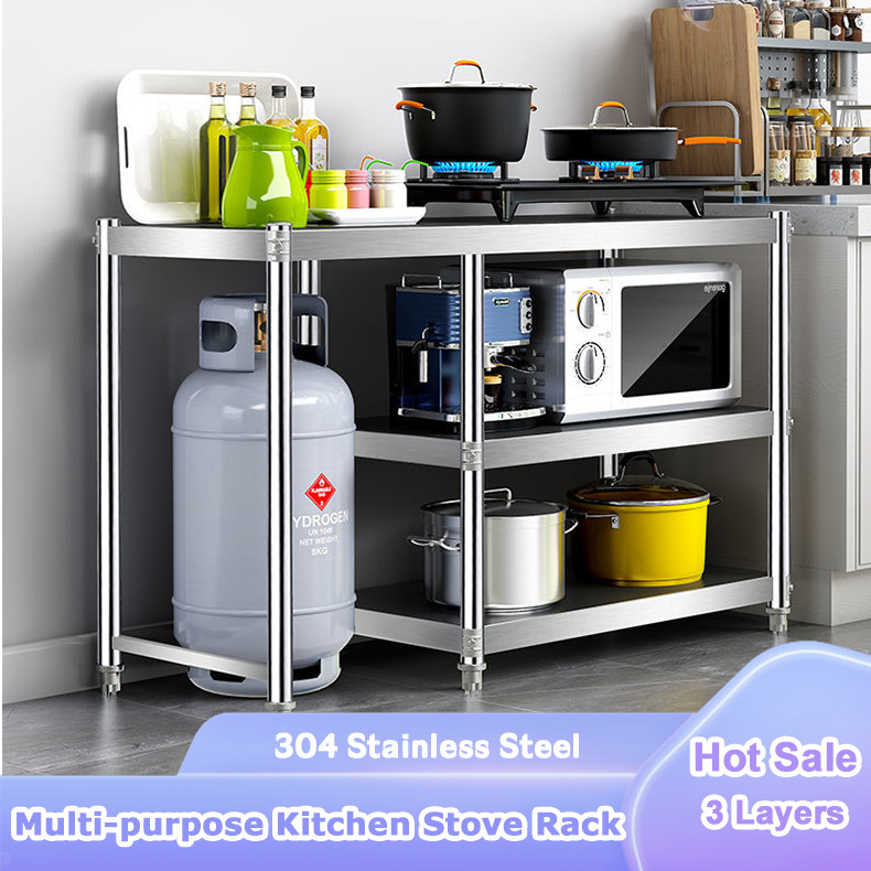 🔥Ready Stock🔥304 Stainless Steel Kitchen Stove Rack 3 Layers Gas Stove ...