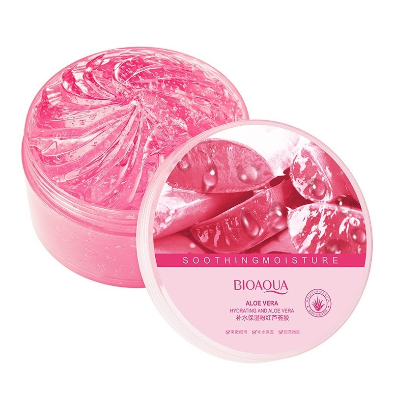 BIOAQUA Pink Aloe Vera Soothing Moisture Hydrating Pink Aloe Vera Gel Moisturizing 300g | Shopee ...