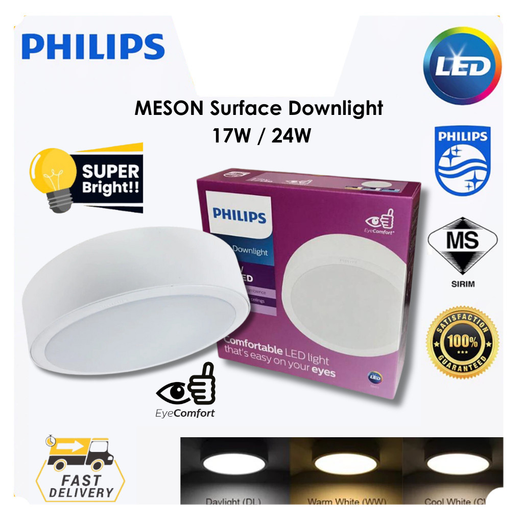 PHILIPS MESON Surface Downlight 7" 17W | 9" 24W LED Surface Mounted ...