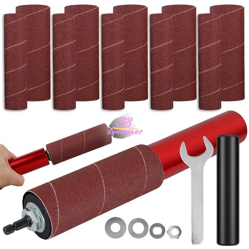 Drum Sander Set,Rubber Sanding Drum Spindle Sander Adapter, with 120 ...