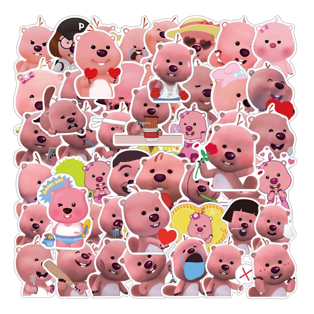 50 pcs Cute Loopy Girl Beaver Cartoon Waterproof PVC Stickers | Shopee ...