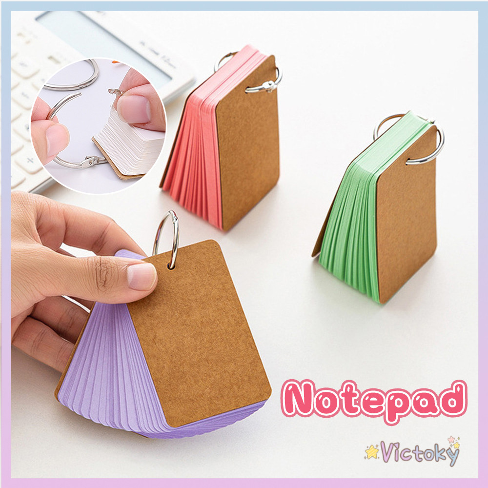 Victoky Blank Memo Card Note Book Loose-Leaf Flash Cards With Metal ...