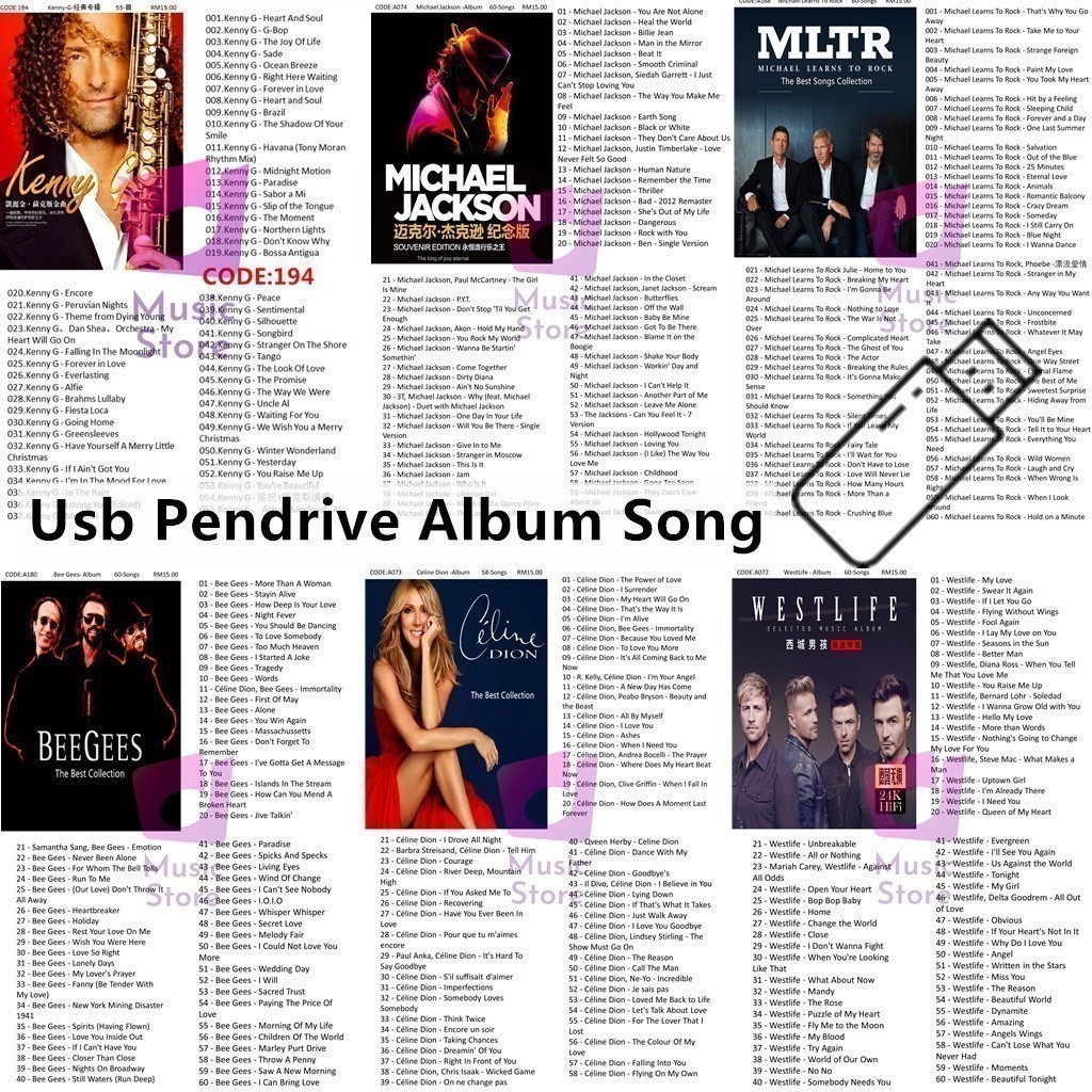 Pendrive Usb Mp3 Song Lagu English Album / 歌曲 英语个人专辑 D1 | Shopee Malaysia