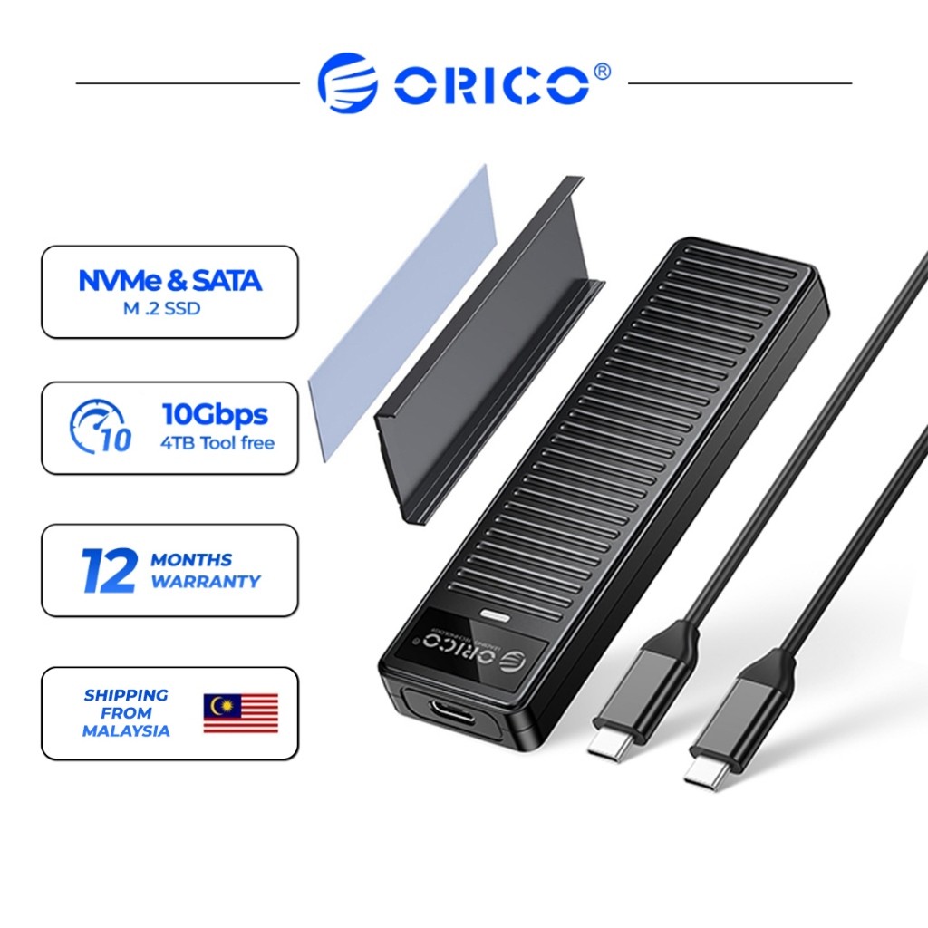 JGD ORICO M.2 NVMe Enclosure 10Gbps Dual Protocols Tool-free SSD Case ...