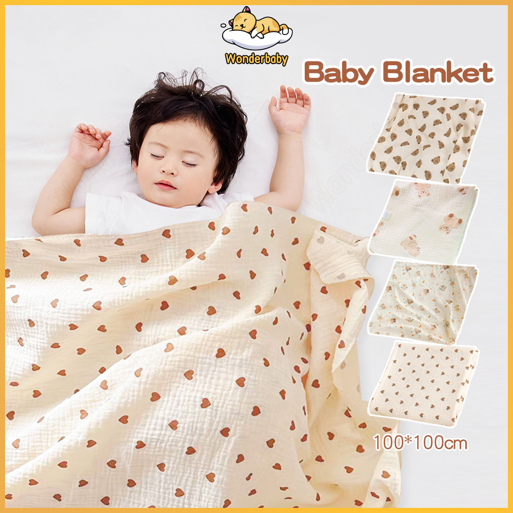Wonderbaby 100*100cm Baby Blanket Newborn Swaddle Wrap Baby Cotton ...