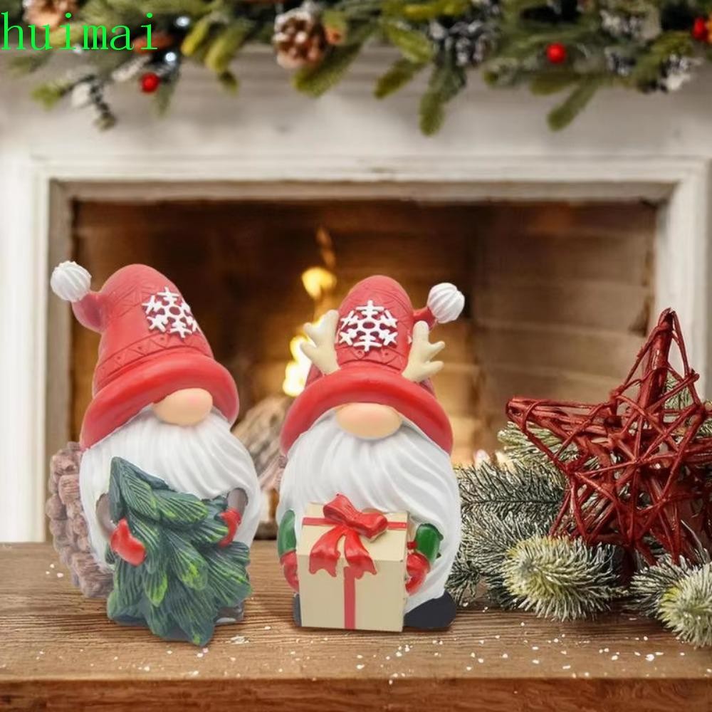 HUIMAI 2Pcs/set Resin Gnomes Elf, Resin Crafts Cute Christmas Elf ...