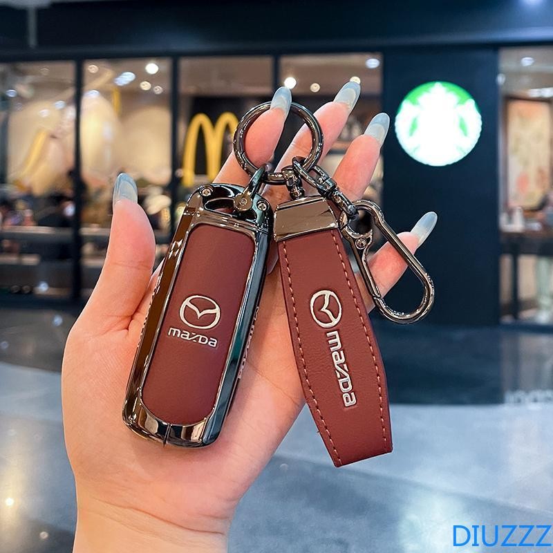Leather Zinc Alloy Car Remote Key Case Cover Fob For Mazda 2 3 6 Atenza ...