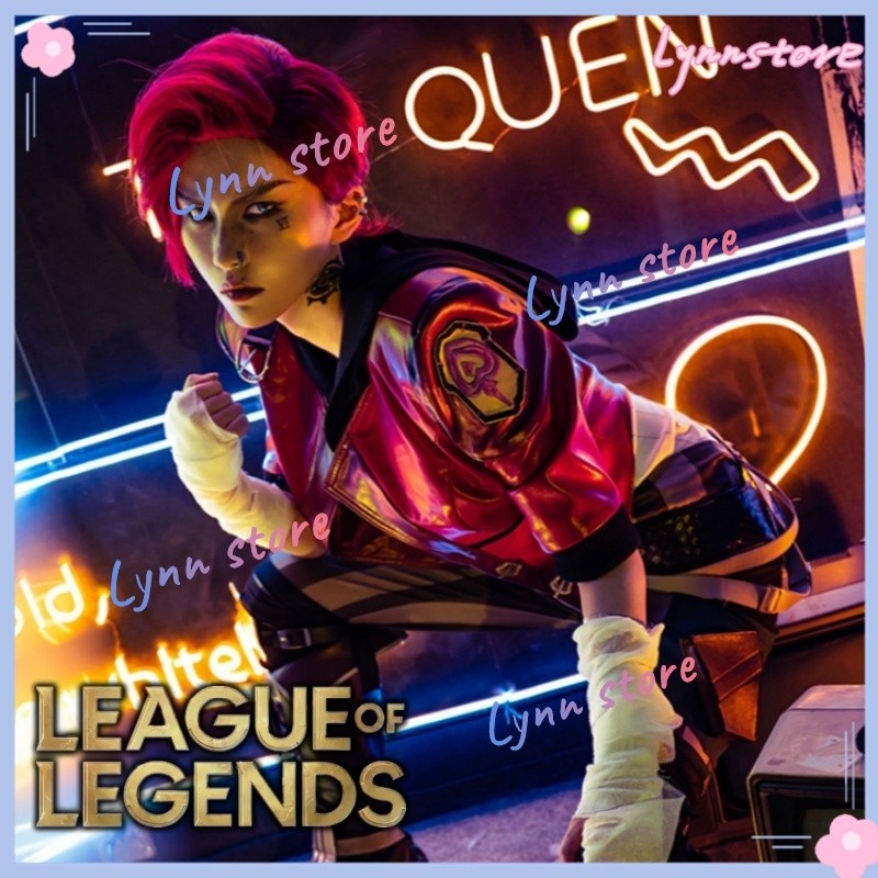 Arcane：League of Legends Outfit LOL VI Uniform Cosplay Costume Wig Set ...