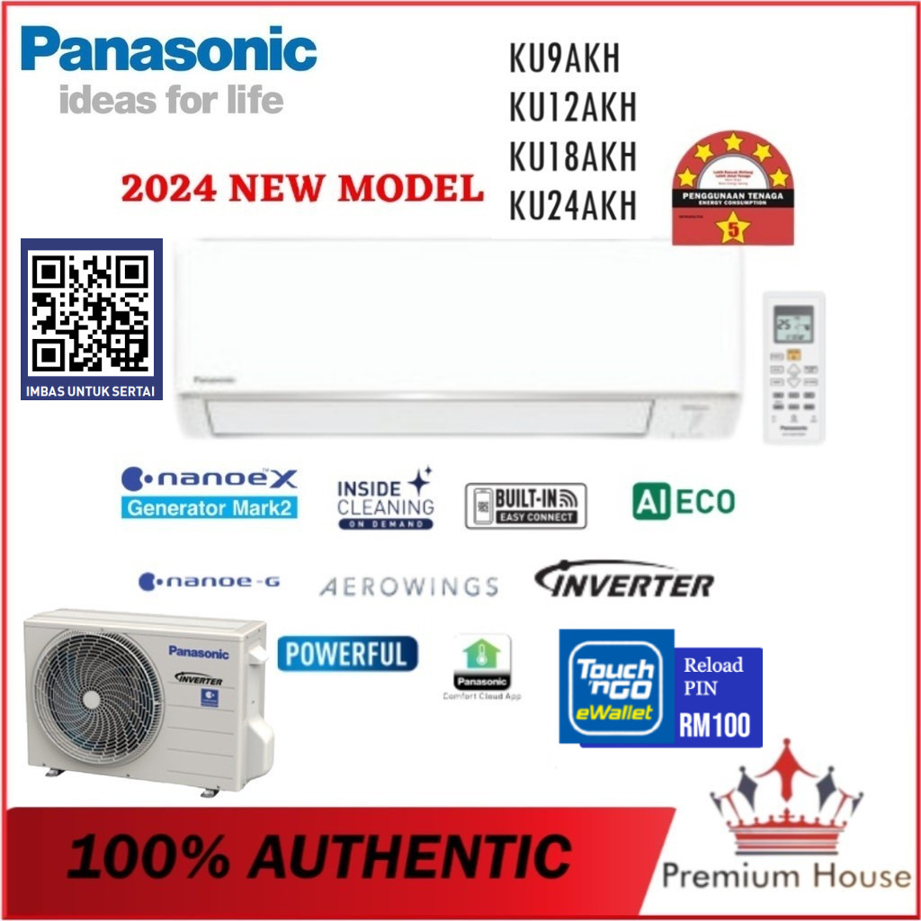 Panasonic Air Conditioner 1HP~1.5HP Inverter R32 Aircond [CS-PN9WKH, CS ...