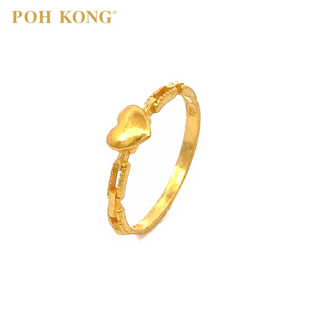 POH KONG 916/22K Yellow Gold Heart and Chain Shape Ring | Shopee Malaysia