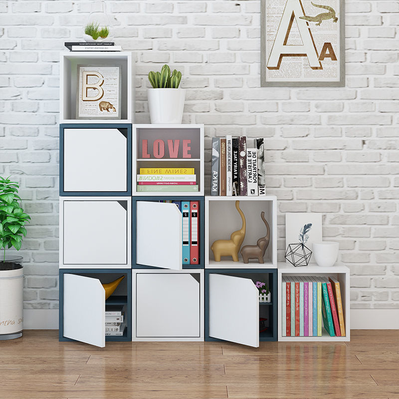 Free Combination Lattice Cabinet Floor Bookcase Bookshelf Simple Modern ...