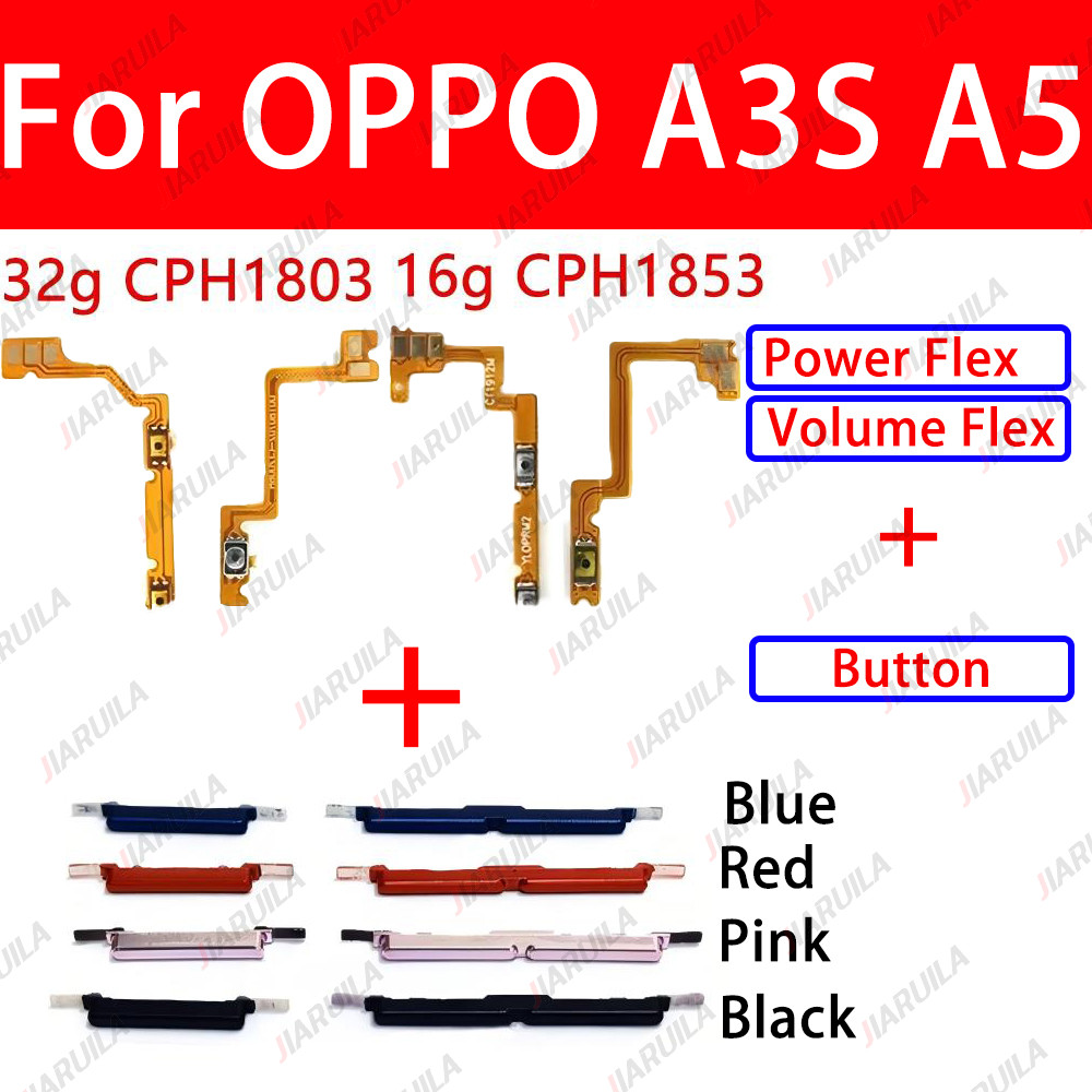 For OPPO A3S A5 CPH1803 CPH1853 Power on off button Volume Button Switch Side Key Volume Up Down ...