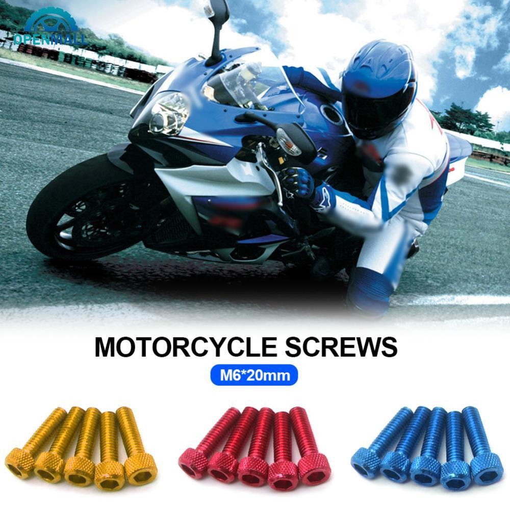 OPENMALL 5Pcs M6*20mm Motorcycle Bolts Screw Aluminum Adornment ...