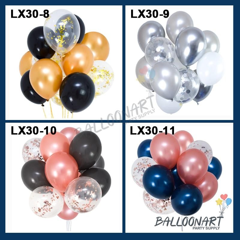 MERAH [30pcs] 3 Color Mix Metallic Latex Balloons/Blue Red Birthday ...