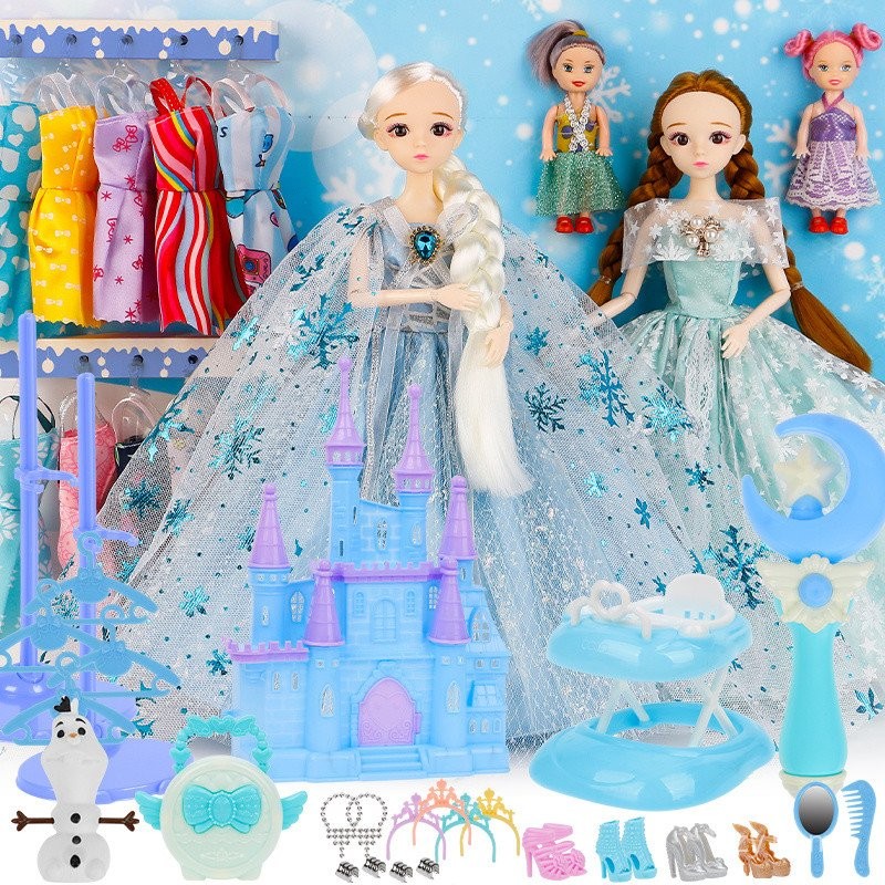 My Princess Elsa Anna Barbie Dress Up Doll Frozen Gift Box Set ...