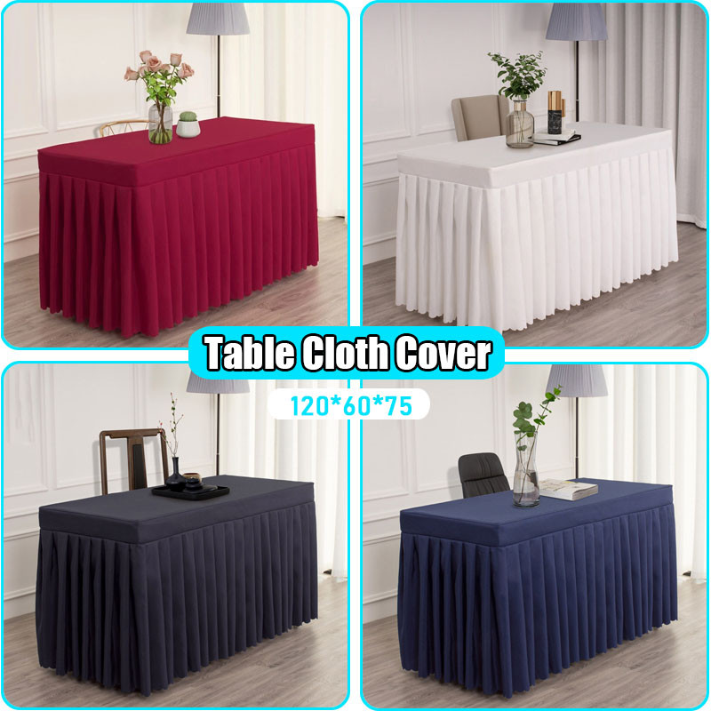 120*60*75cm Rectangle Table Cloth Cover Folding Table Skirting ...