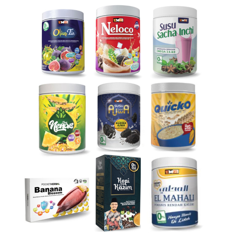 EMZI HQ Minuman KHASIAT Olive Tin Susu Ajwa Neloco Quicko Break Oat ...