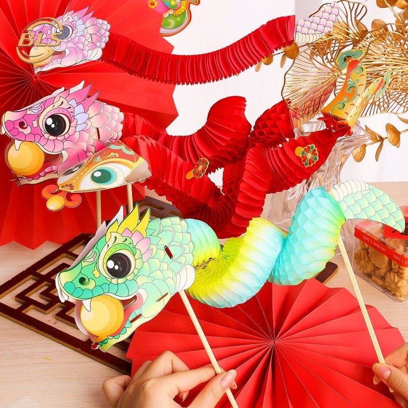 DIY Cartoon Paper Snake Pull Flower - Chinese New Year Snake Garland ...