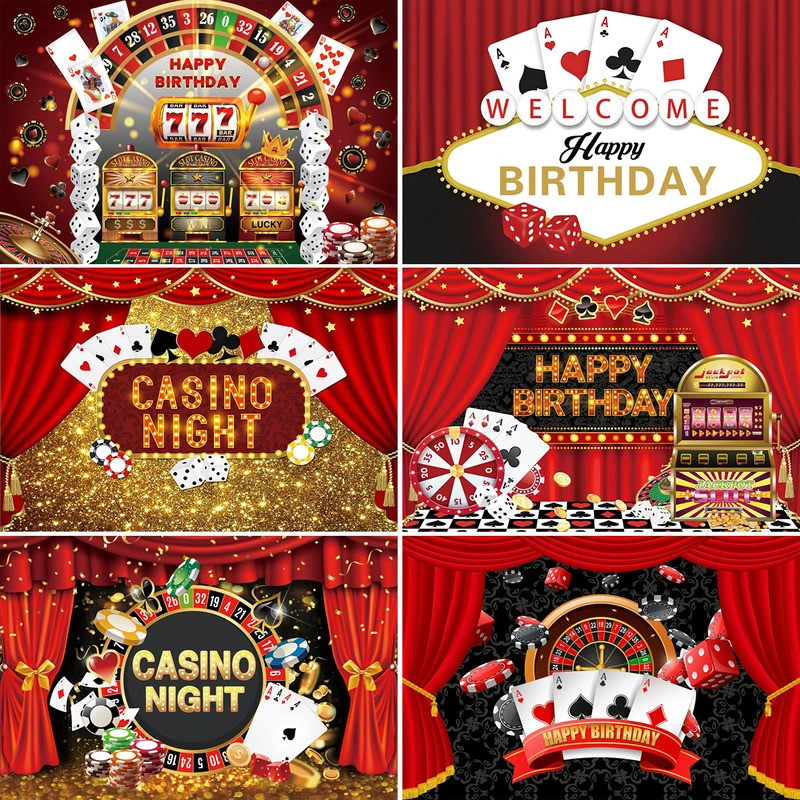 Casino Party Photo Backdrop Birthday Theme Party Decor Playing Cards ...