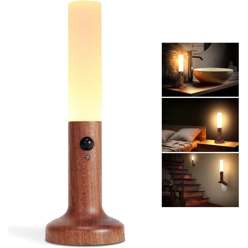Lampu Malam Obor Sensor Gerakan, Lampu Dinding Baton LED Magnetik Kayu ...