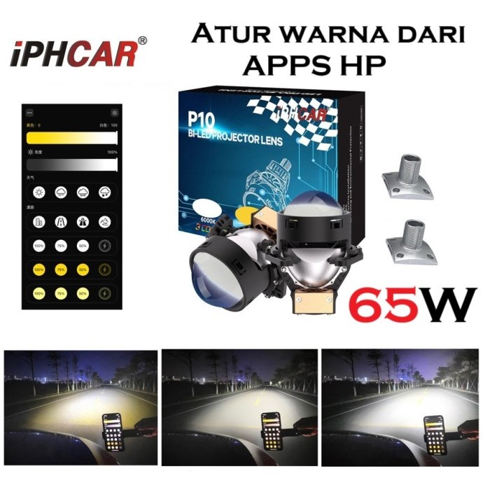 Biled lamp P10 IPHCAR APP Projie Bi led flat cut off 3 inc 3 inch 3000k ...