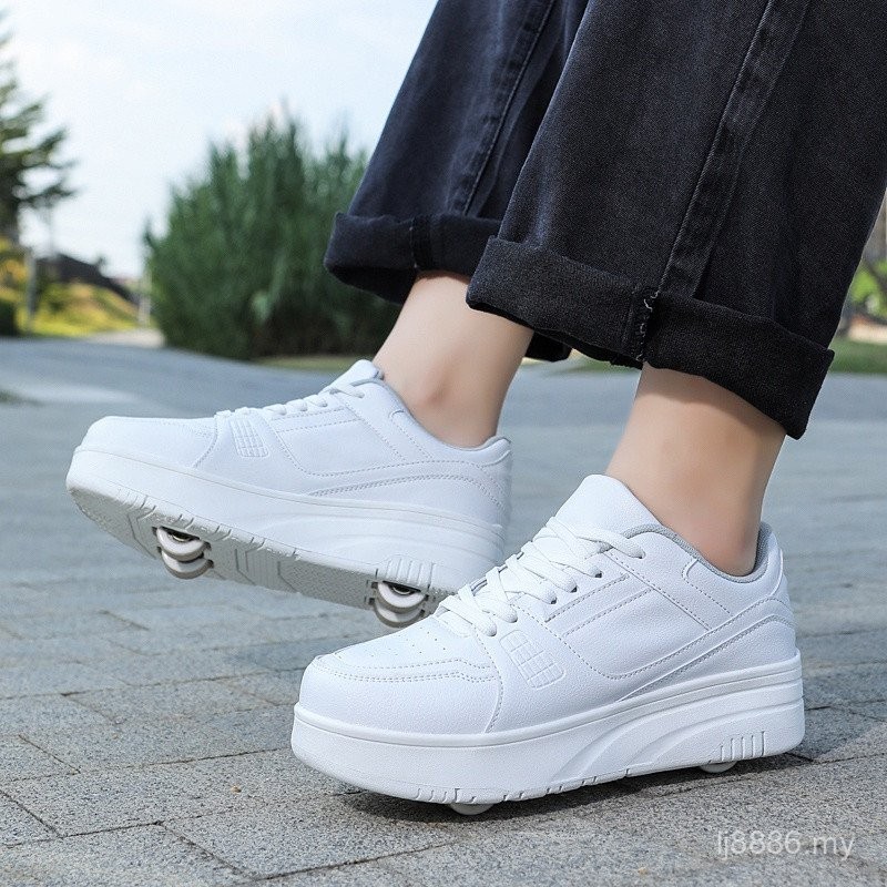 Ready stock four-wheeled Shoe wheels boy girl nonluminous wheel shoes ...