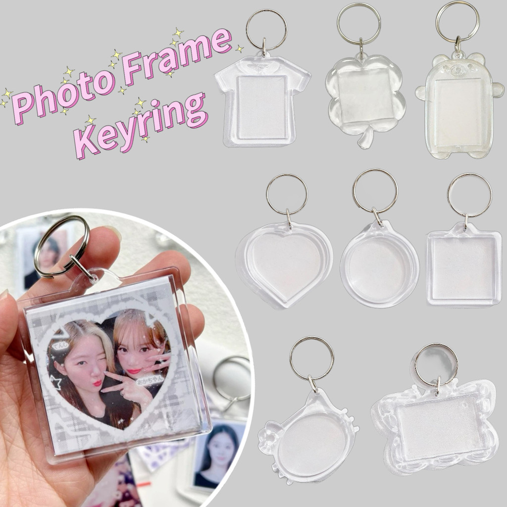 Blank Acrylic Picture Keychain DIY Clear Insert Photo Split Key Ring ...