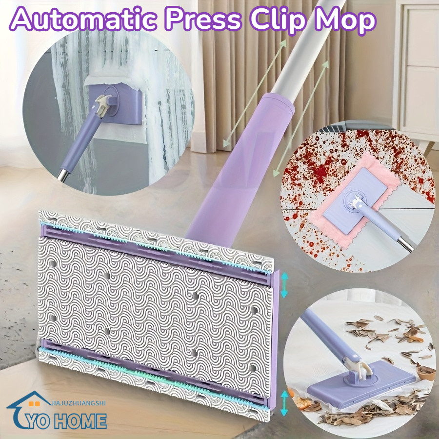 Automatic Press Clip Mop 360 Rotating Multi-Surface Cleaner Disposable ...
