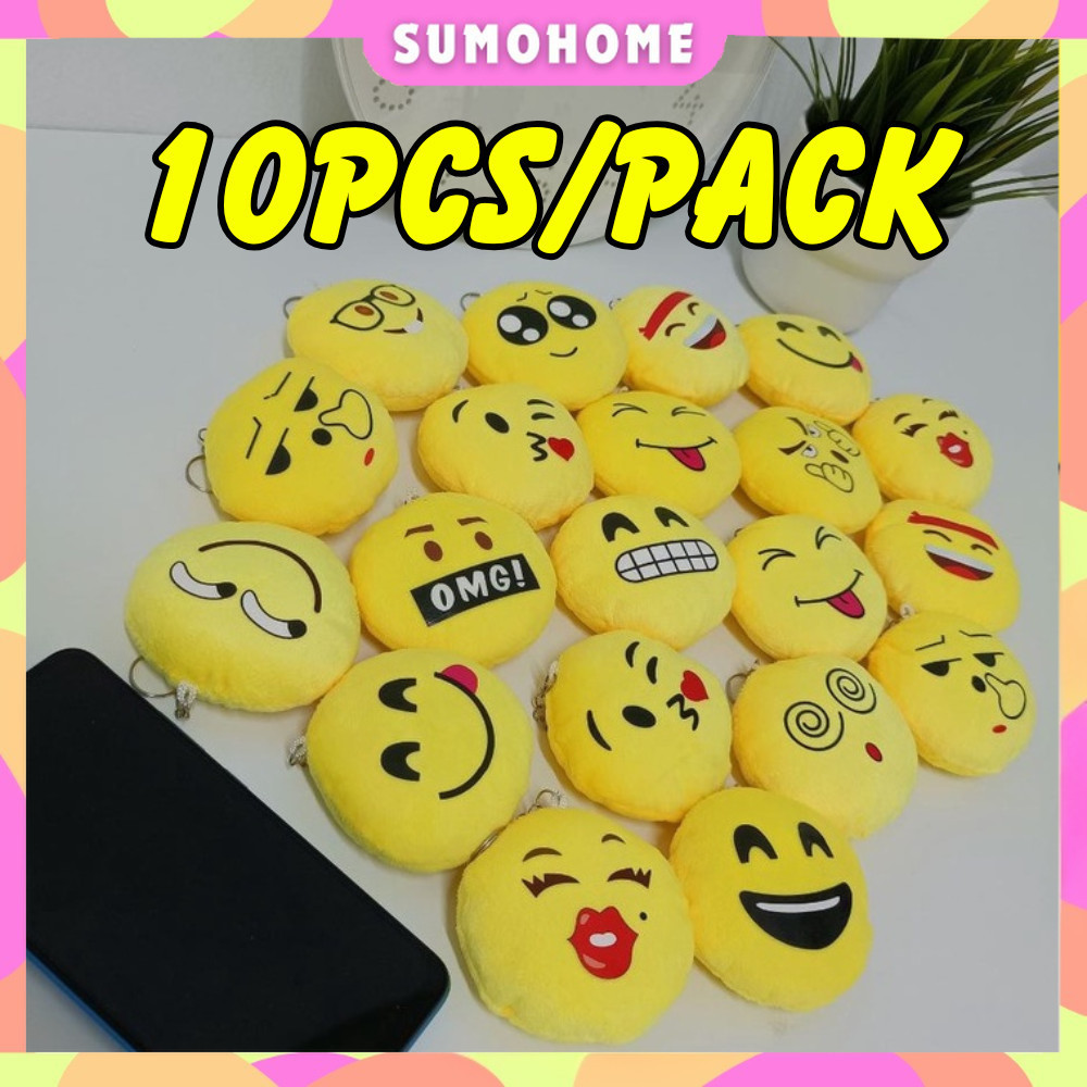 Emoji Plush Keychain – 10Pcs/Pack 8cm | Comel Pendant Bantal Gantung ...