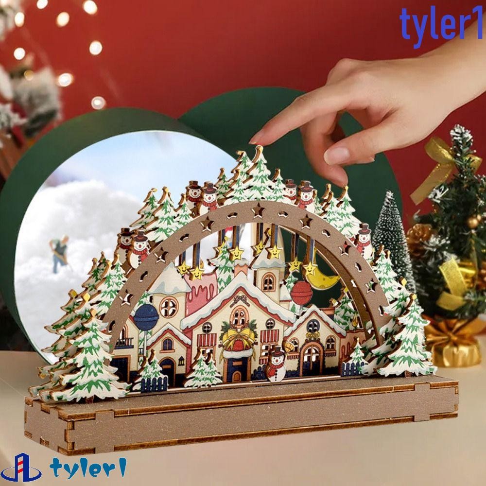 TYLER1 Christmas Wooden Ornament, Decorative Handmade Xmas Village ...