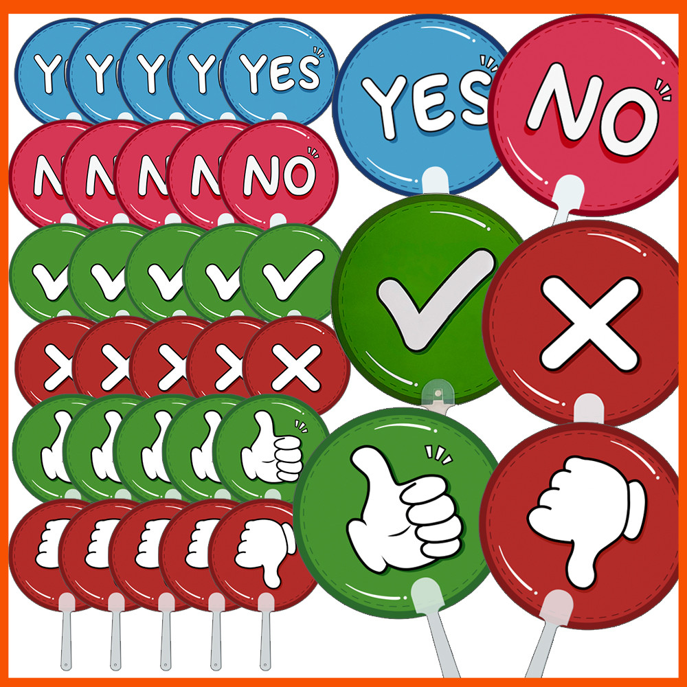 3-in-1 Classroom Voting Paddles–Thumbs Up/Down, Yes/No & Correct/Wrong ...