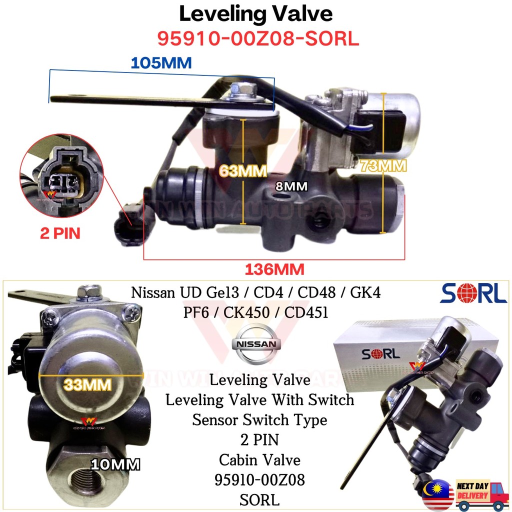 95910-00Z08-SORL Nissan UD Ge13 Injap Meratakan Leveling Valve & Switch & Sensor Switch Type.2 ...