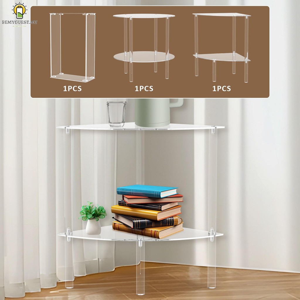 Acrylic Corner Table Removable Acrylic Side Table Space Saving Acrylic ...