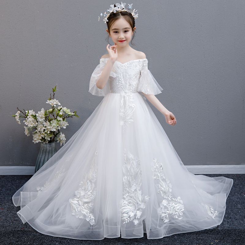 Princess Dress Girl's Runway Show Trailing Performance Dress Children's ...