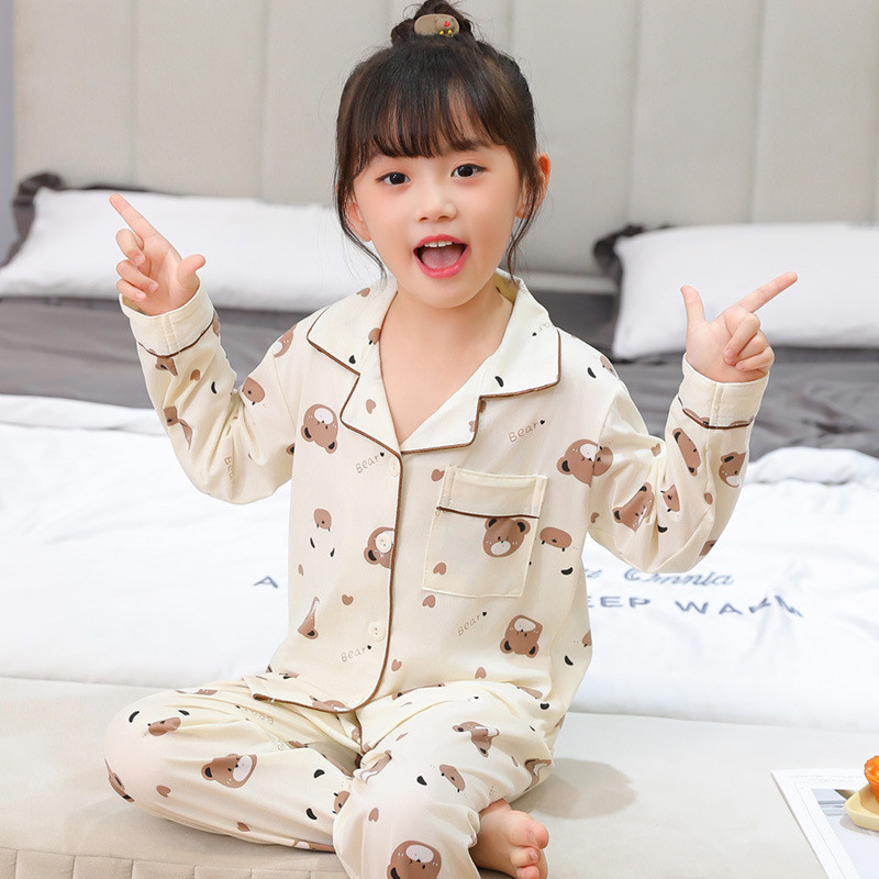 Girls Pyjamas Cute Cartoon Long Sleeve Loungewear kids Pyjamas | Shopee ...