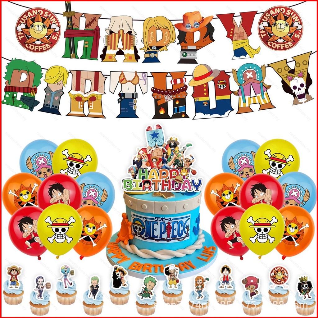 Jason One Piece theme kids birthday party decorations banner cake ...