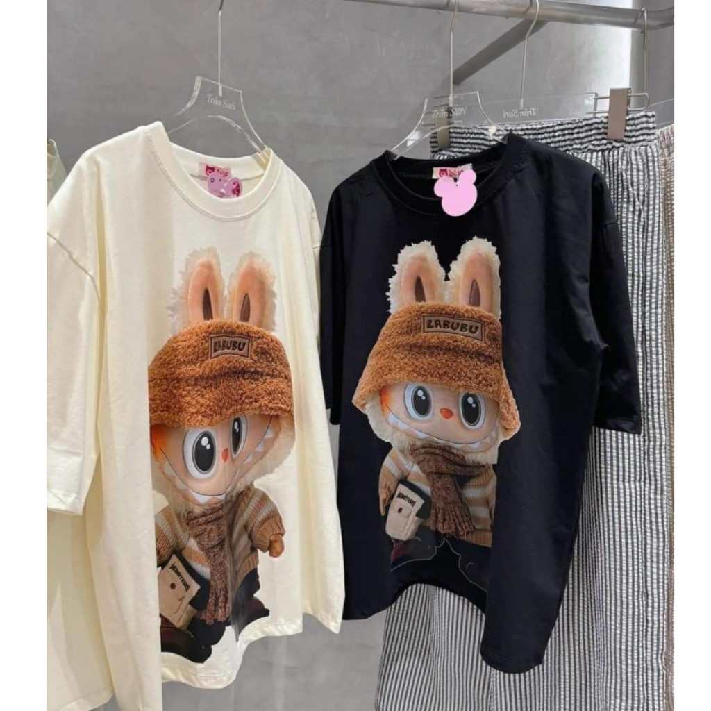 Cute Labubu T-shirt Round Neck Short Sleeves Pop Mart Labubu Graphic ...