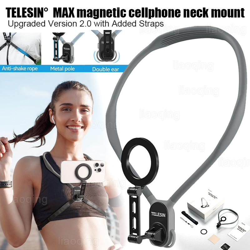 Max Magnetic Neck Mount for Phones, Neck Tripod With Fixing Chest Strap ...