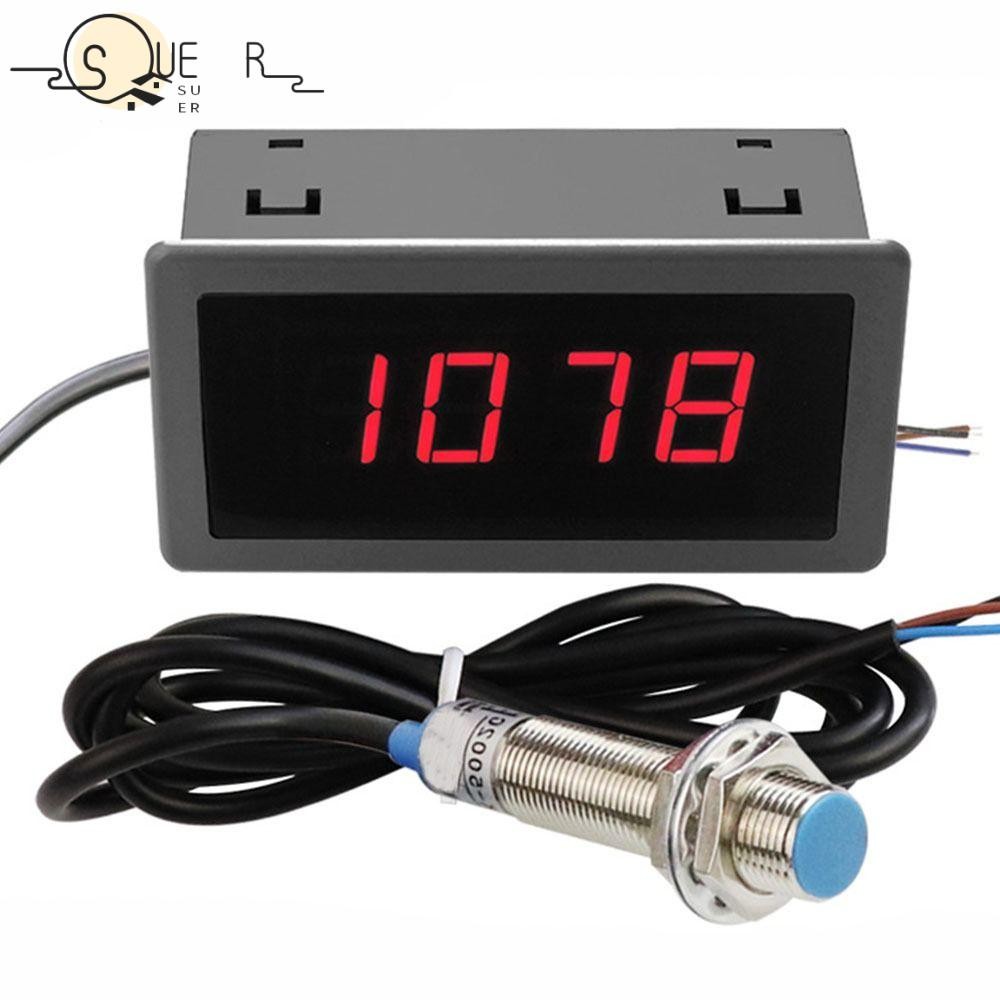 SUEREN Digital LED Motor Tachometer, Red 4 Digit RPM Speed Measure ...