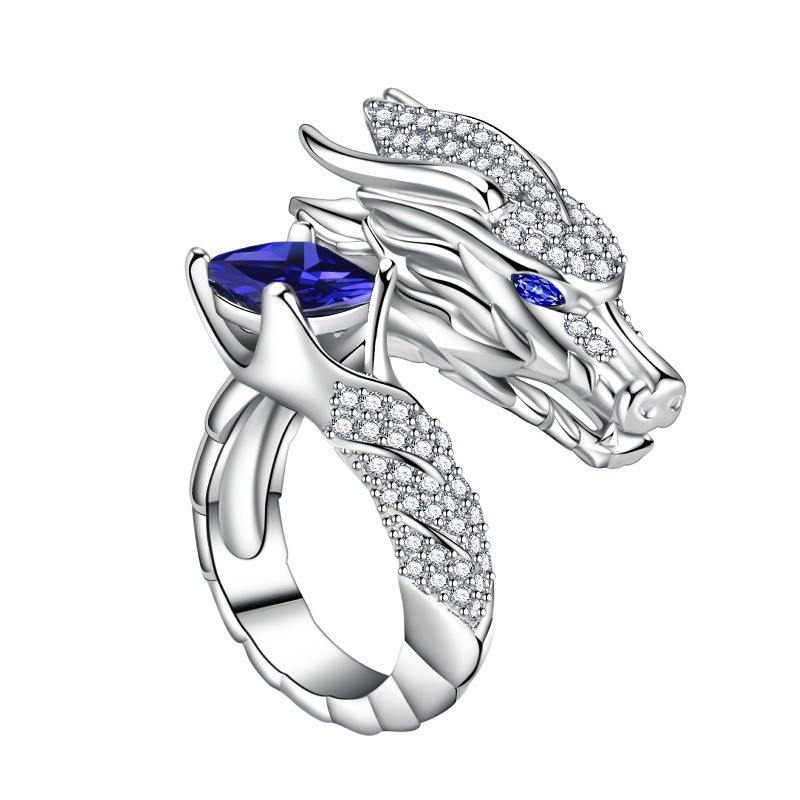 Full Diamond Tyrannosaurus Rex Ring Luxury 18k Gold Plated Dragon Shape ...