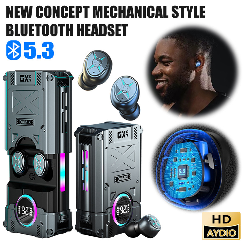 DX-07 Metal Mechanical Style in Ear Bluetooth 5.3 Wireless Headphones ...