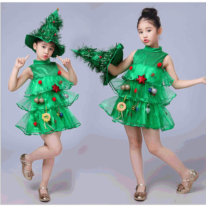 Christmas Children's Costume Girls Christmas Tree Dress Costume Green ...