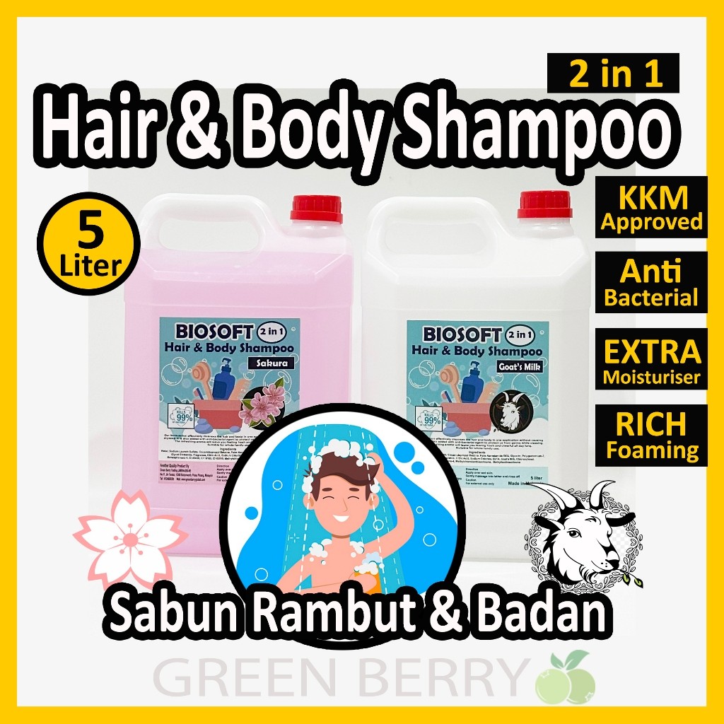 2 in 1 Hair & Body Shampoo 5l Top to toe bath 5 liter Hair and Body ...