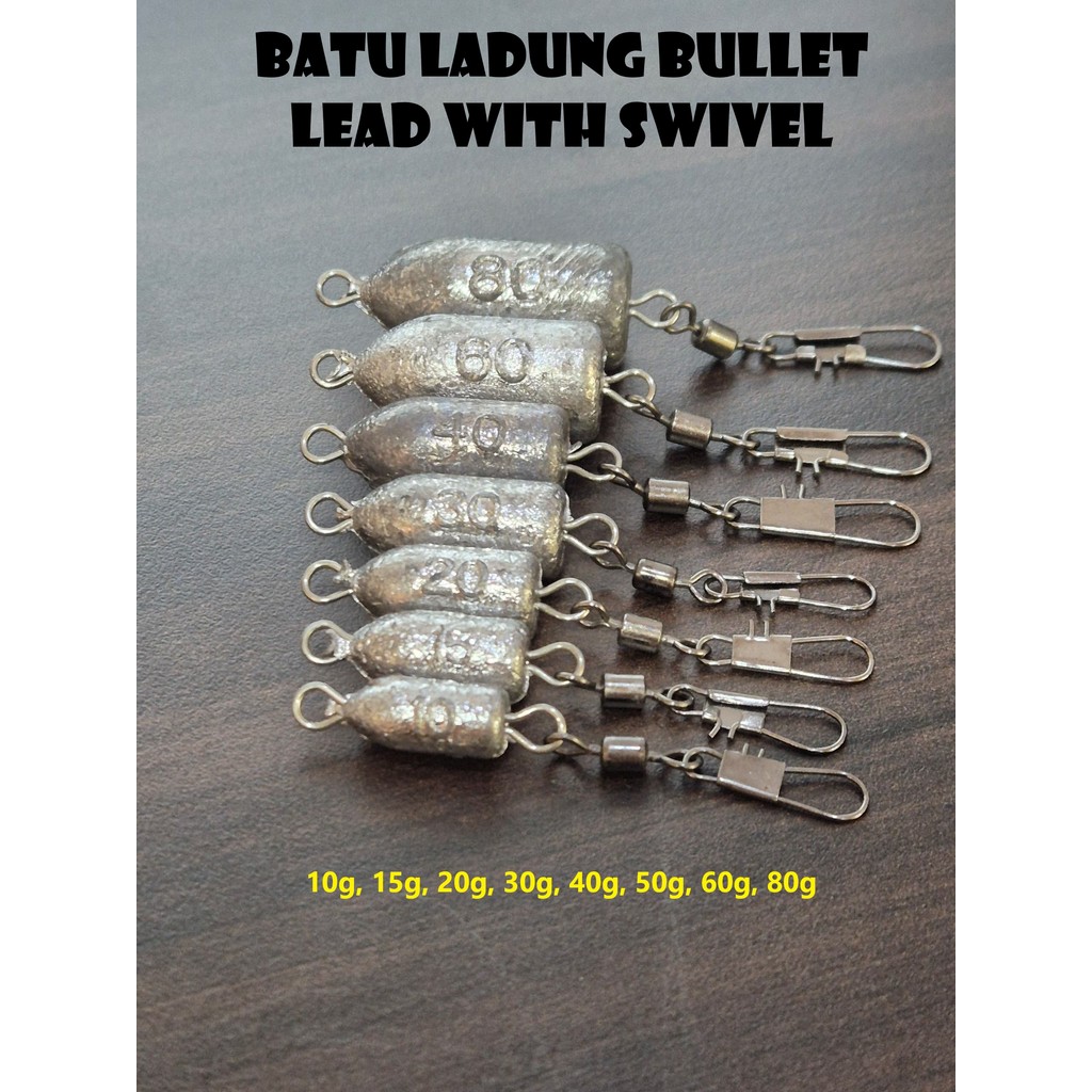 SK005-Batu ladung Bullet Lead with swivel/Fishing Sinker bullet Lead ...