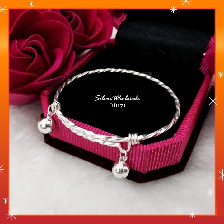 💥PROMO💥#BB171 Cute Simple Bell Baby Bangle-Sterling Silver 925 (Gelang ...
