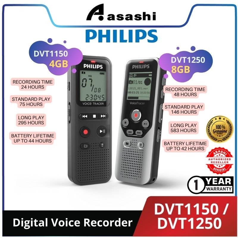 Philips DVT1150 4GB / DVT1250 8GB Digital Voice Recorder | Shopee Malaysia
